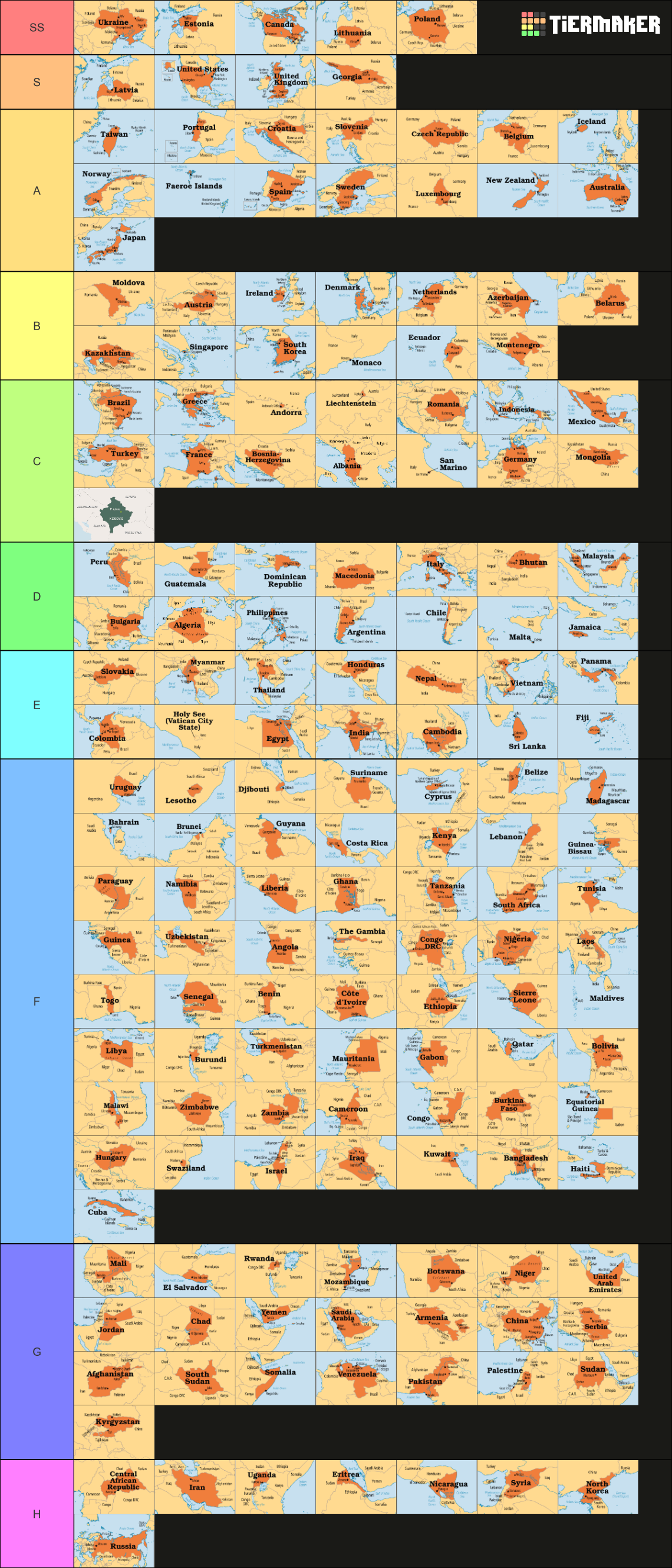 Country Tier List (Community Rankings) - TierMaker