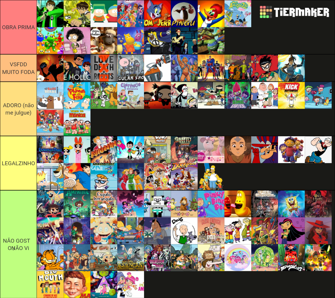 DESENHOS ANIMADOS (ULTIMATE) Tier List (Community Rankings) - TierMaker