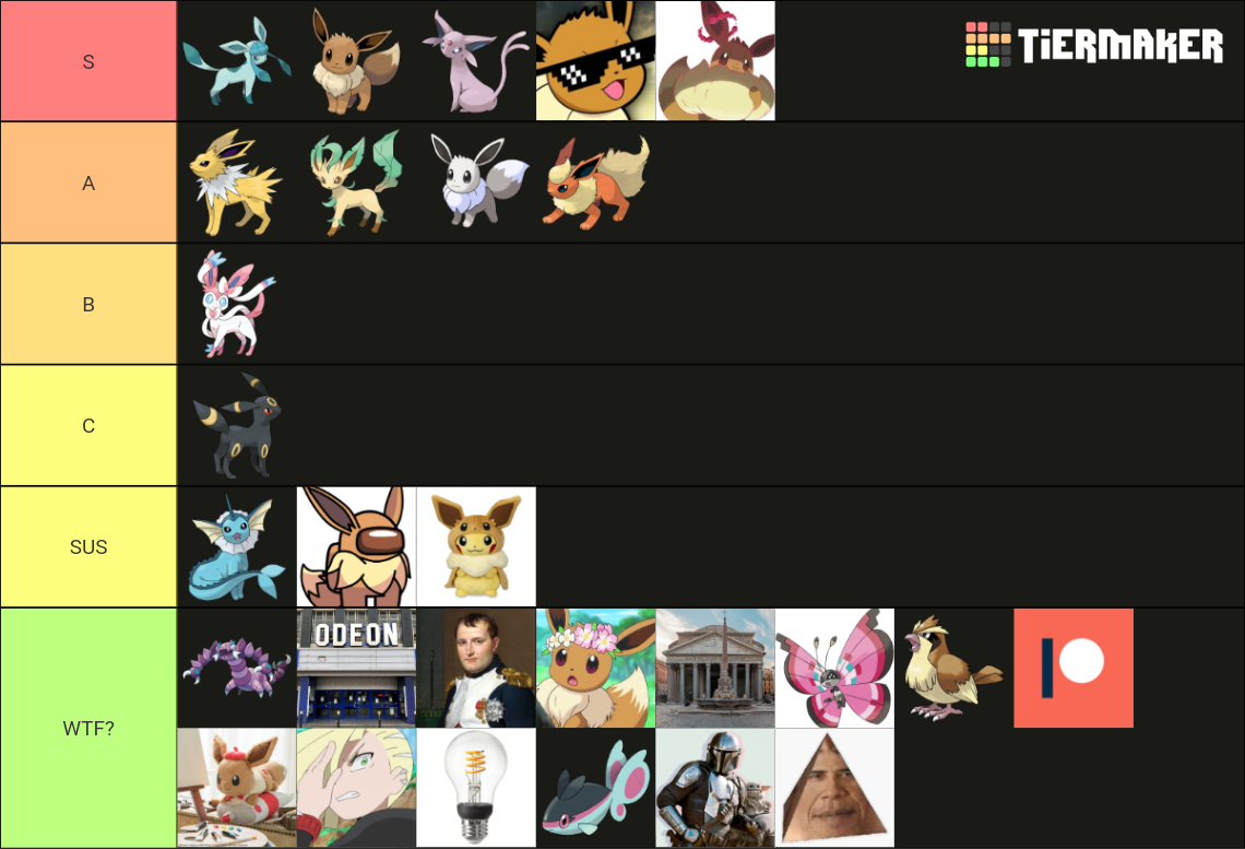 Rate every type of Eevee(eon) Tier List (Community Rankings) - TierMaker