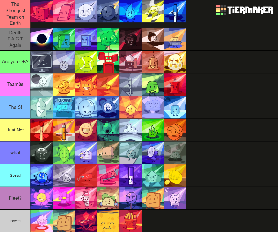 BFDI Contestants on TPOT Teams Tier List (Community Rankings) - TierMaker