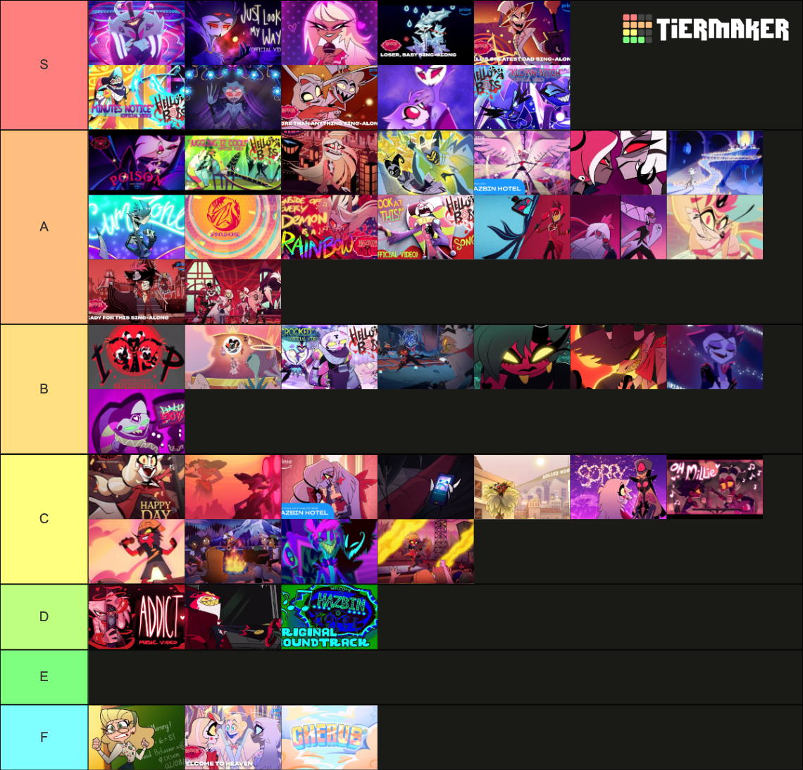 all hazbin hotel and helluva boss songs Tier List (Community Rankings) - TierMaker