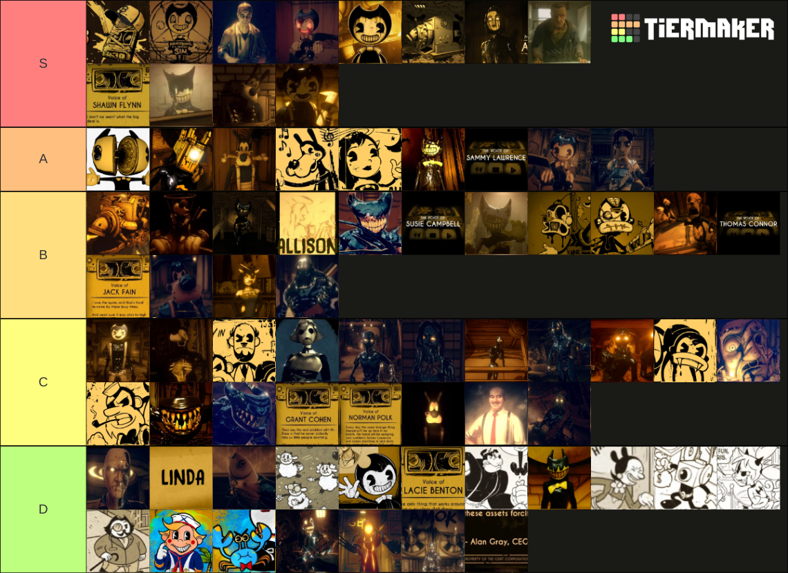 Bendy THE SERIES Characters Tier List (Community Rankings) - TierMaker