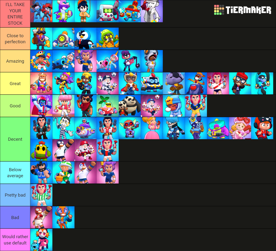 Brawl stars rare skins (december 2023- february 2024) Tier List (Community Rankings) - TierMaker