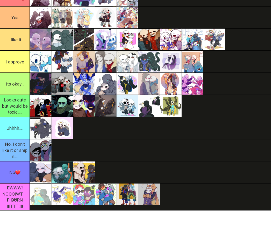 Undertale au ships (Sans) Tier List (Community Rankings) - TierMaker