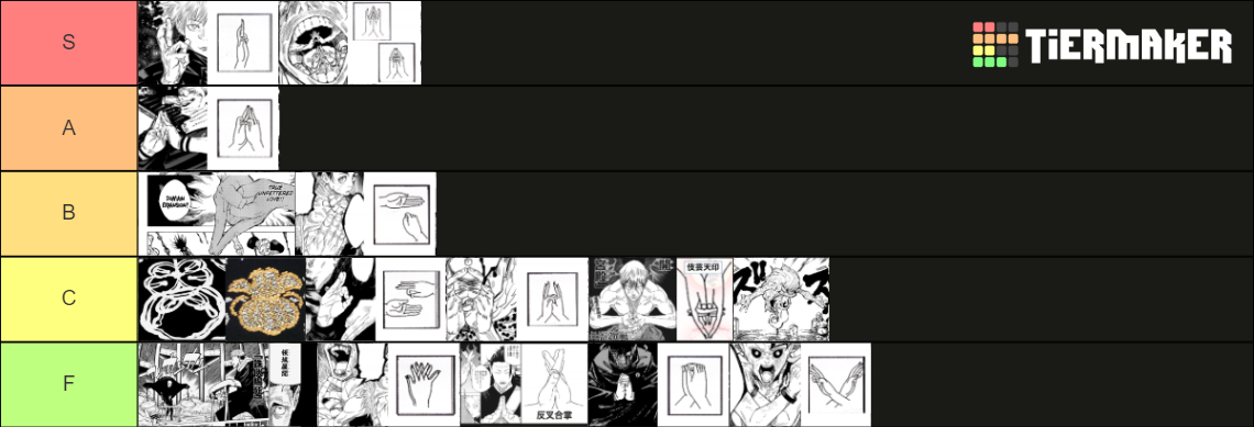 JJK Domain Expansion Hand Signs Tier List (Community Rankings) - TierMaker
