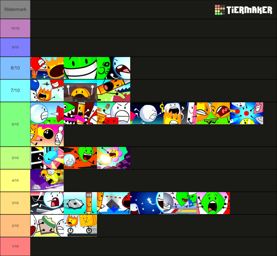BFDI Episodes (As of TPOT 11) Tier List (Community Rankings) - TierMaker