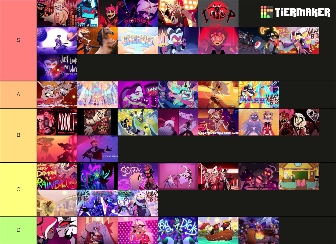 Helluva Boss and Hazbin Hotel songs Tier List (Community Rankings) - TierMaker
