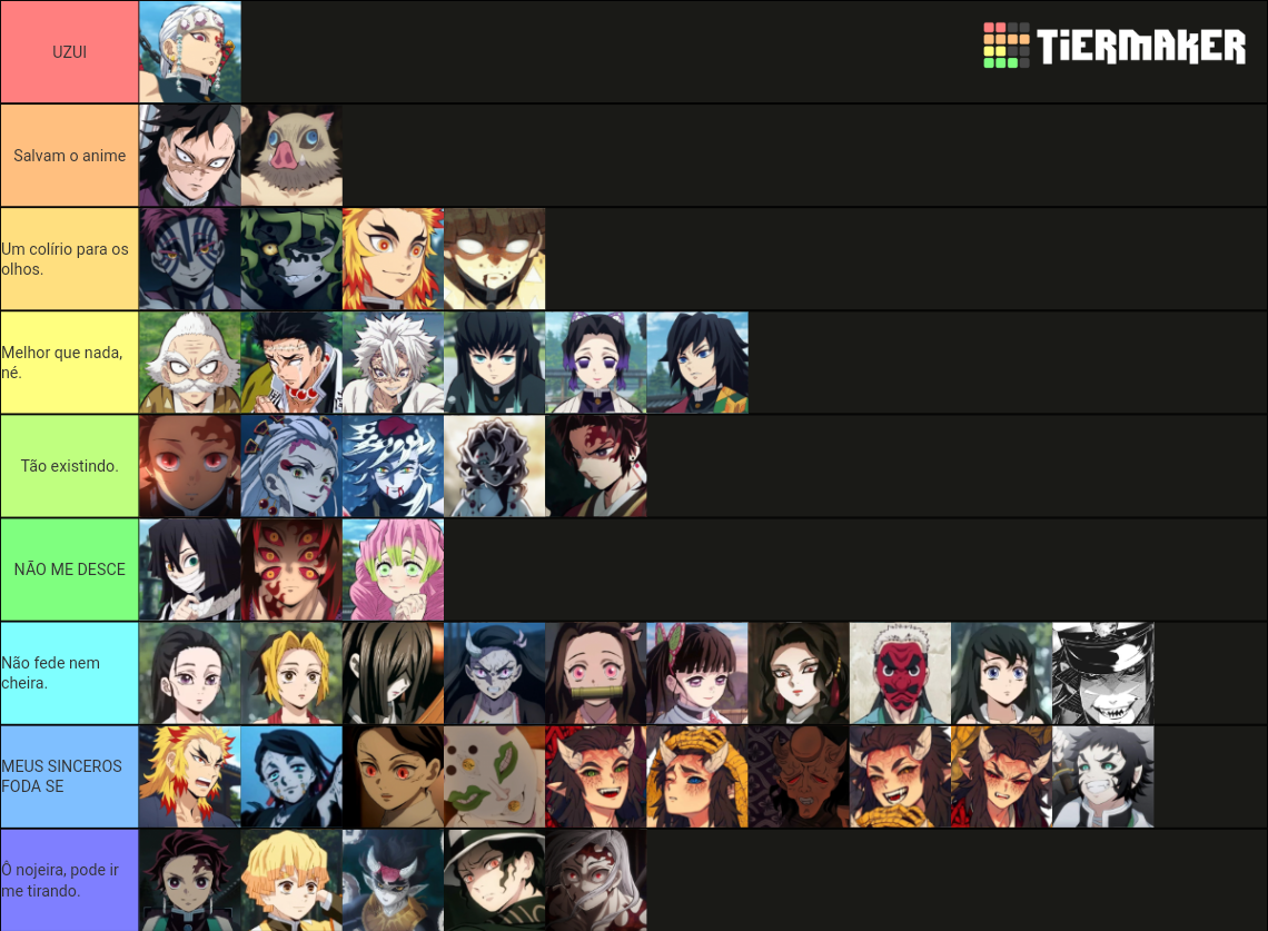 Demon Slayer/Kimetsu no Yaiba Tierlist Tier List (Community Rankings) - TierMaker