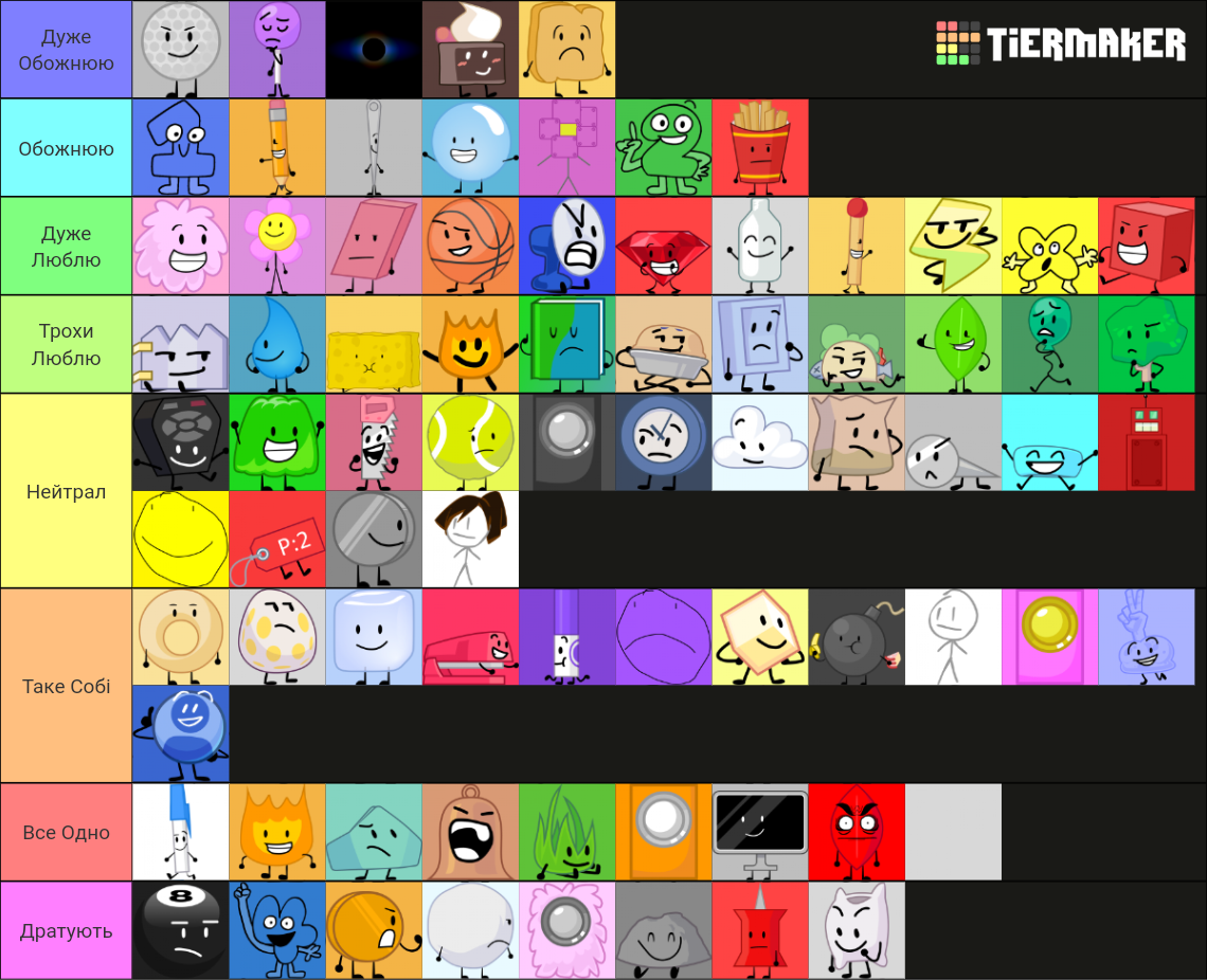 BFDI TIER LIST(🇺🇦) Tier List (Community Rankings) - TierMaker