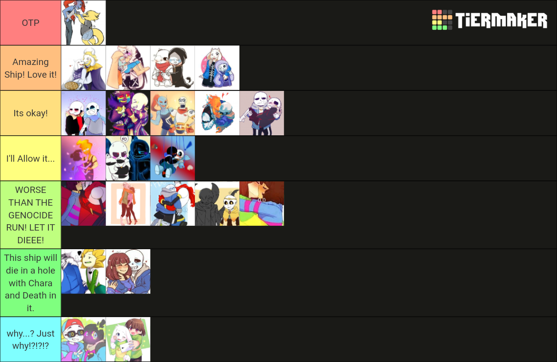 Undertale Ships Tier List (Community Rankings) - TierMaker