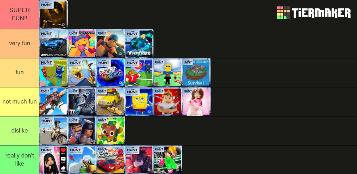 Roblox "The Hunt: Mega Edition" Games Tier List (Community Rankings ...