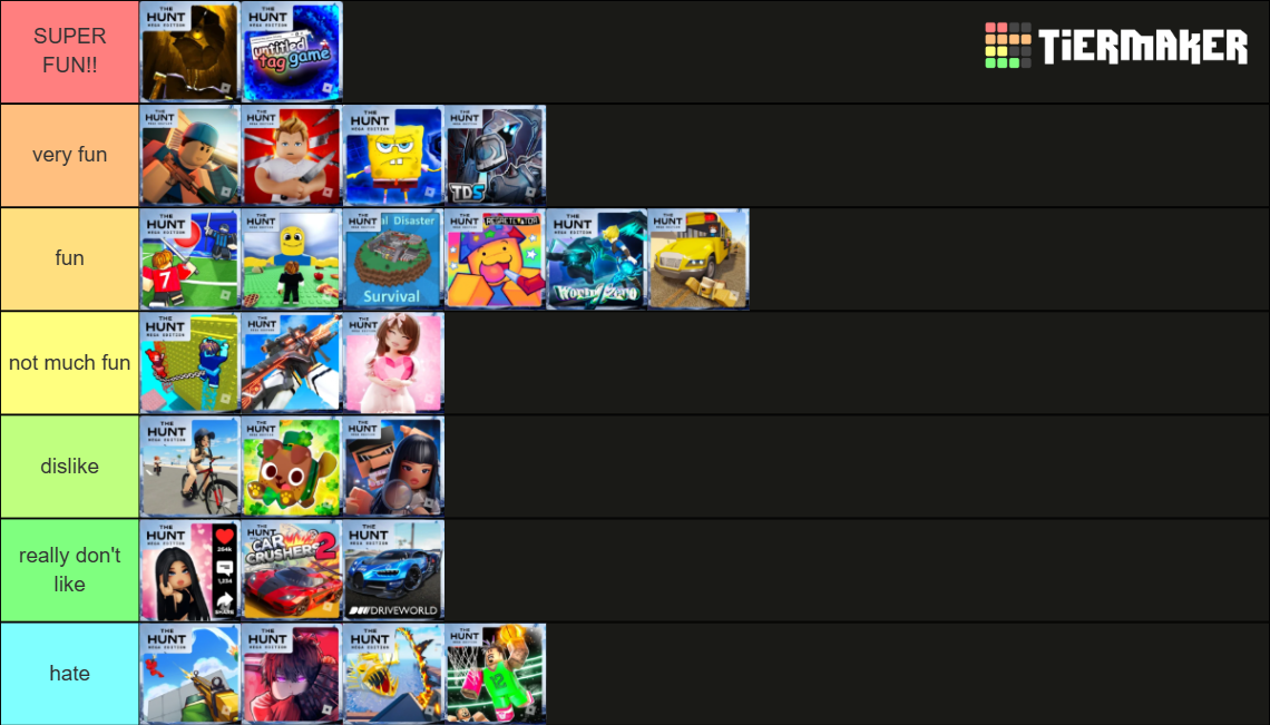 Roblox "The Hunt: Mega Edition" Games Tier List (Community Rankings ...