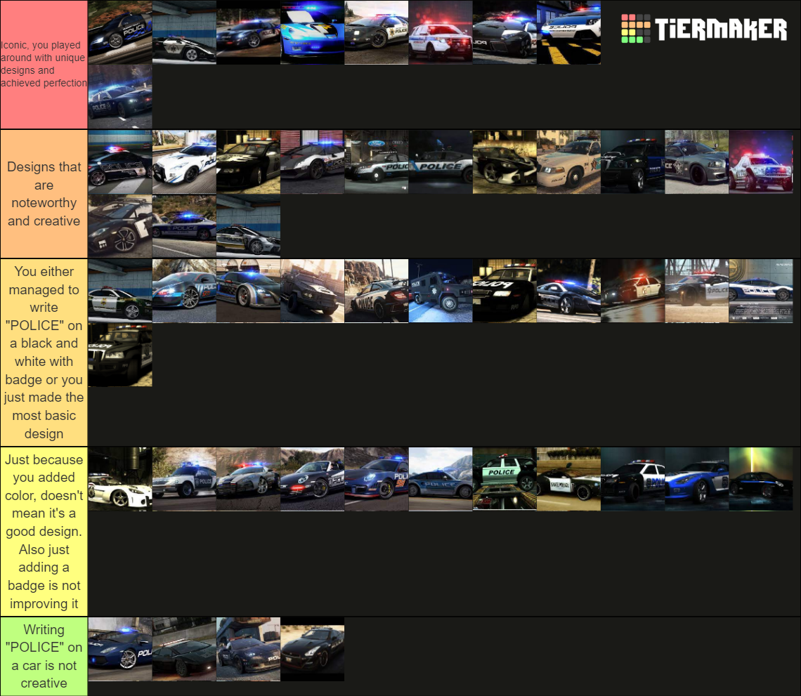 NFS Cop Livery Design Ranking Tier List (Community Rankings) - TierMaker