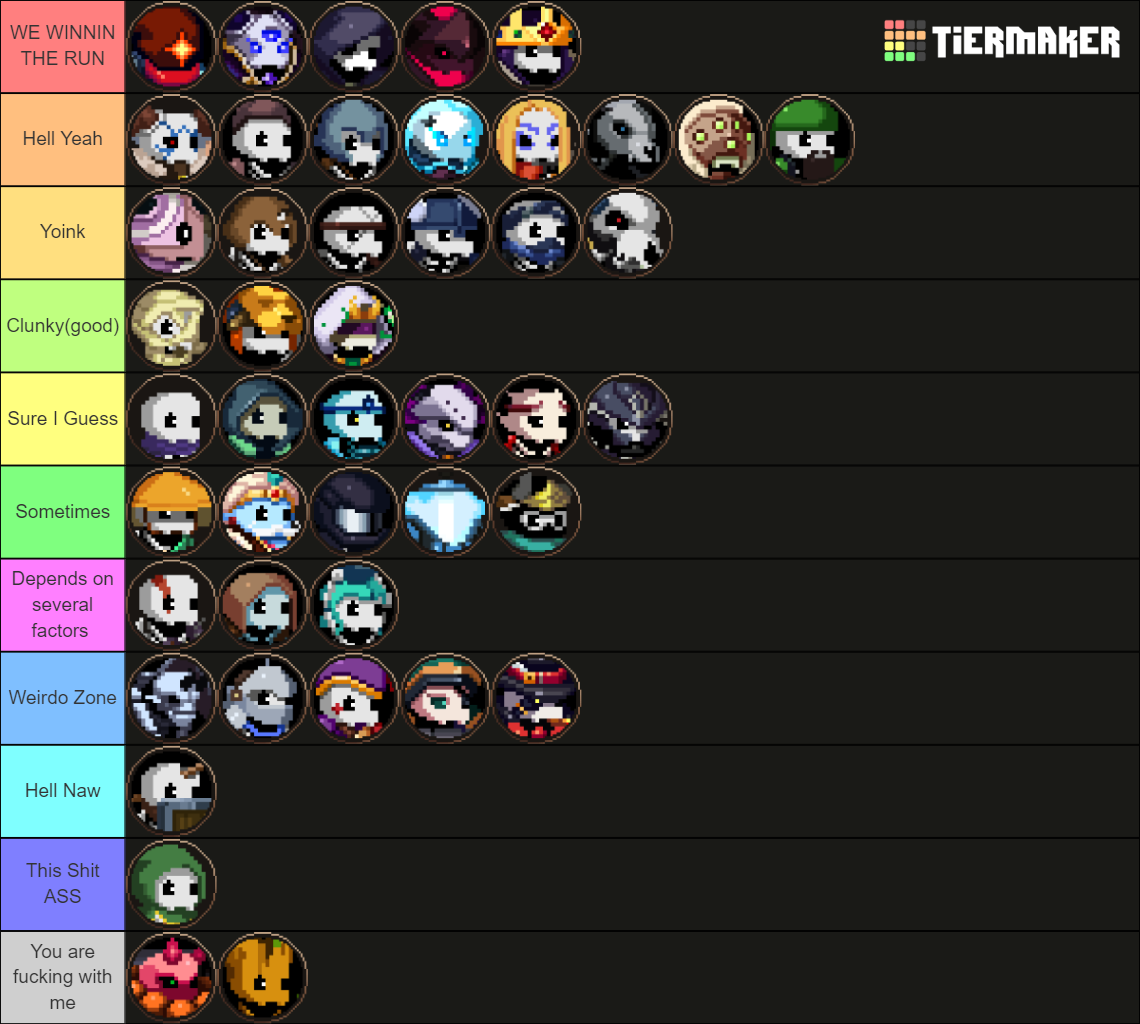 Skul the Hero Slayer - Skulls Tierlist (1.9.1) Tier List (Community ...