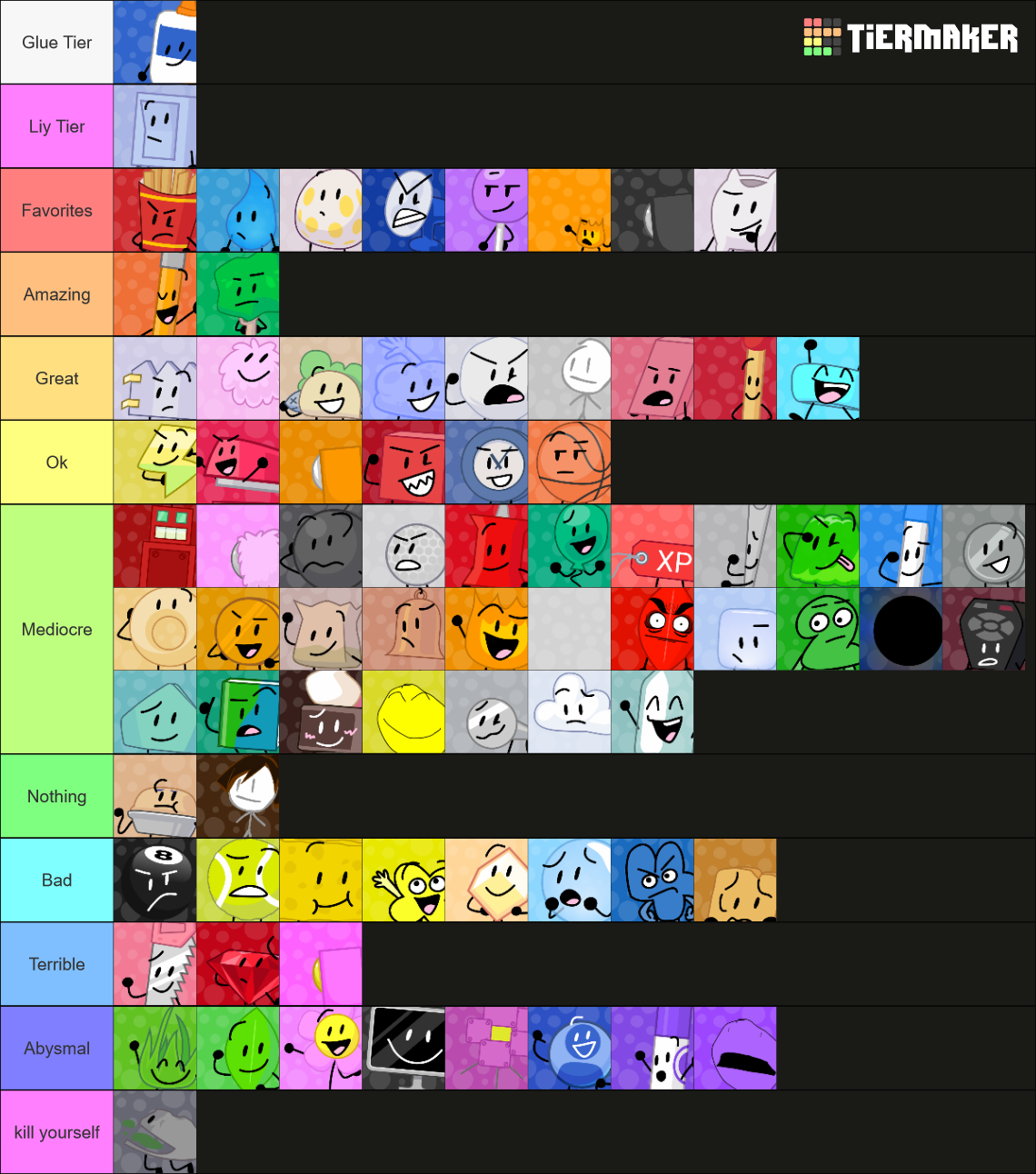 BFB fan-made Icons by pen-cap updated again Tier List (Community Rankings) - TierMaker