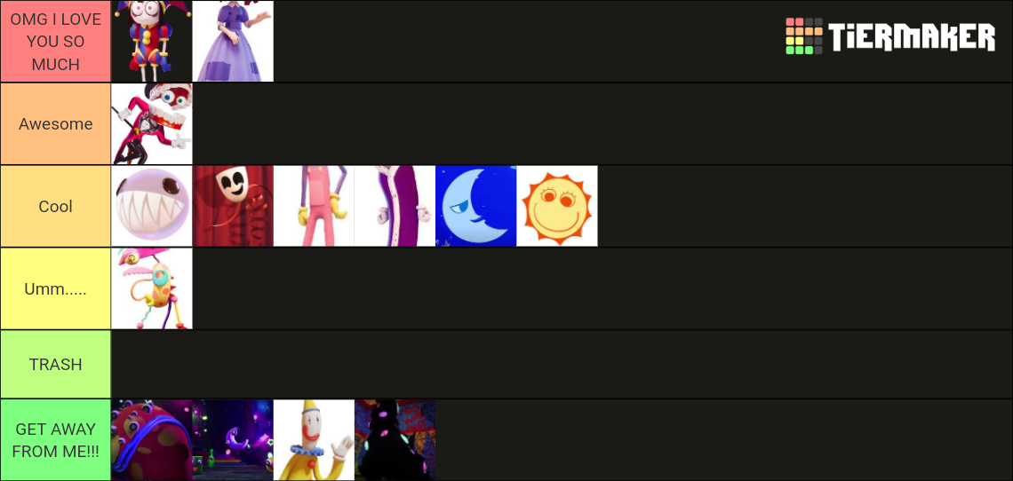 THE AMAZING DIGITALCIRCUS CHARACTERS!!! :3 Tier List (Community ...