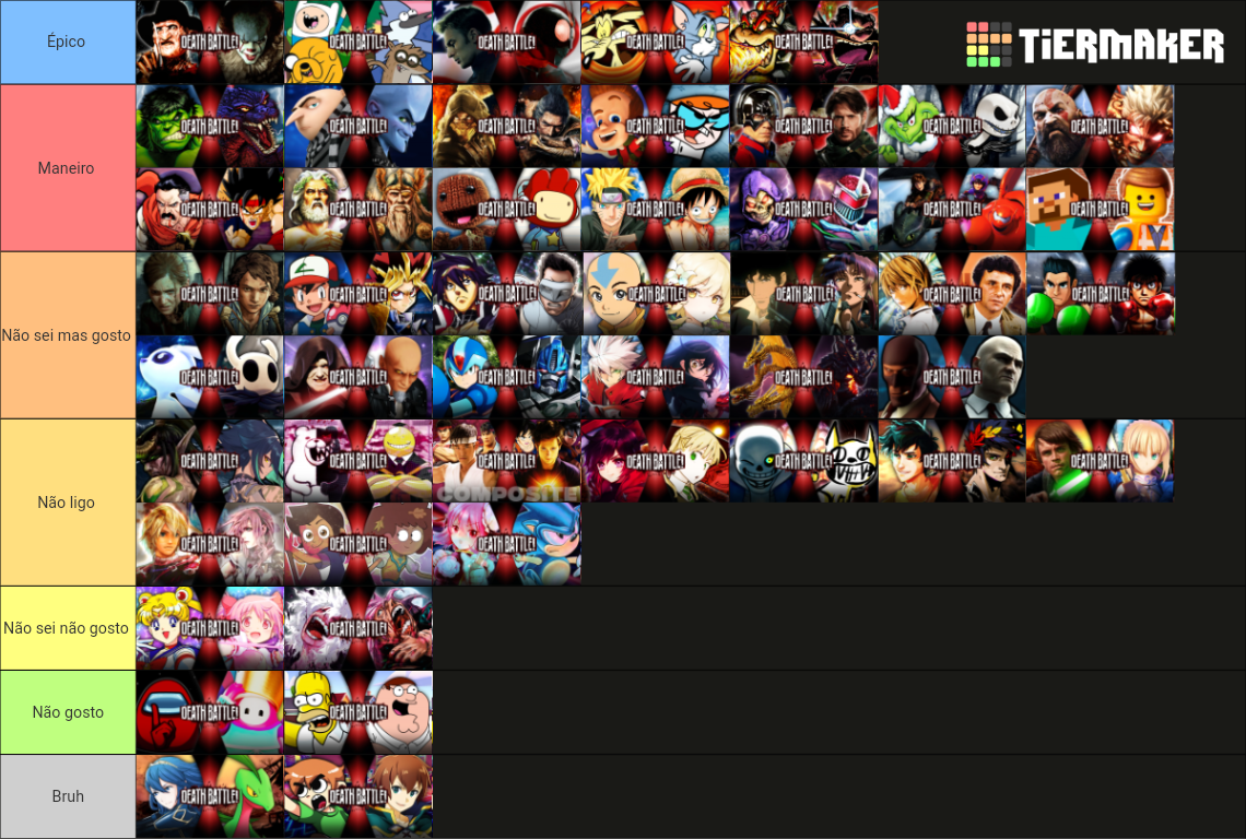 Death Battle Ballot, ToC, and Kickstarter Matchups Tier List (Community ...