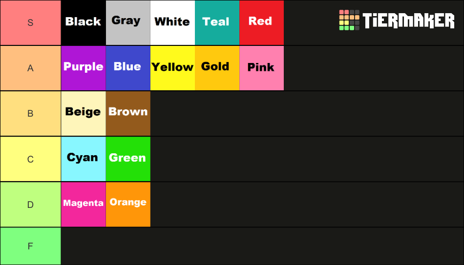 Favorite Color Tier List (Community Rankings) - TierMaker