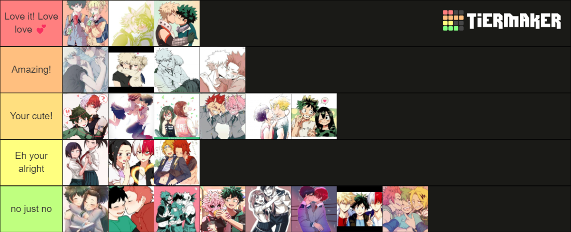 Recent My Hero Academia Tier Lists - TierMaker