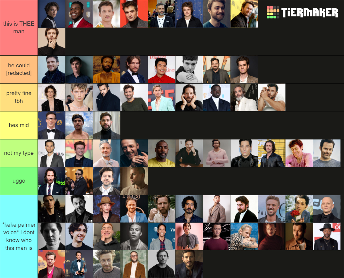 ranking men but the photos are actually good Tier List (Community ...