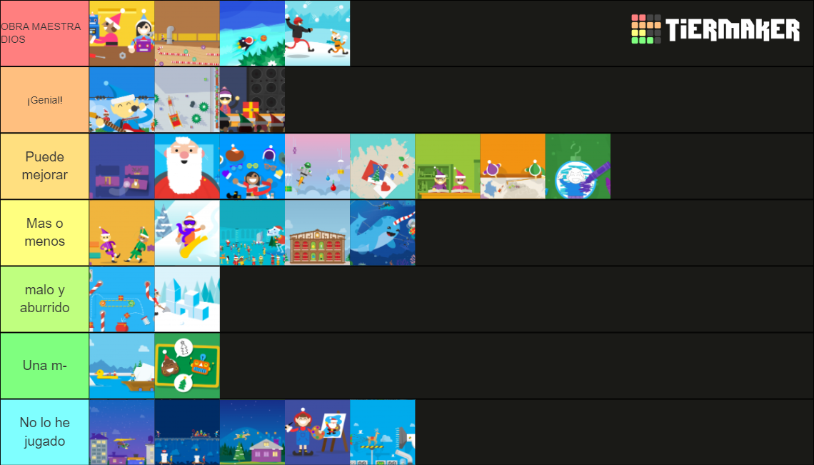 Google Santa Tracker Games Tier List (Community Rankings) - TierMaker