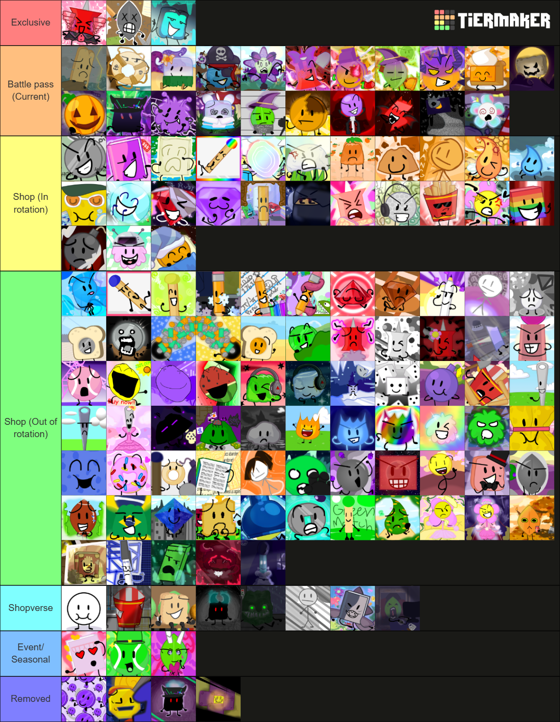 BFDIA Roblox Skins (Custom Icons!) Tier List (Community Rankings ...