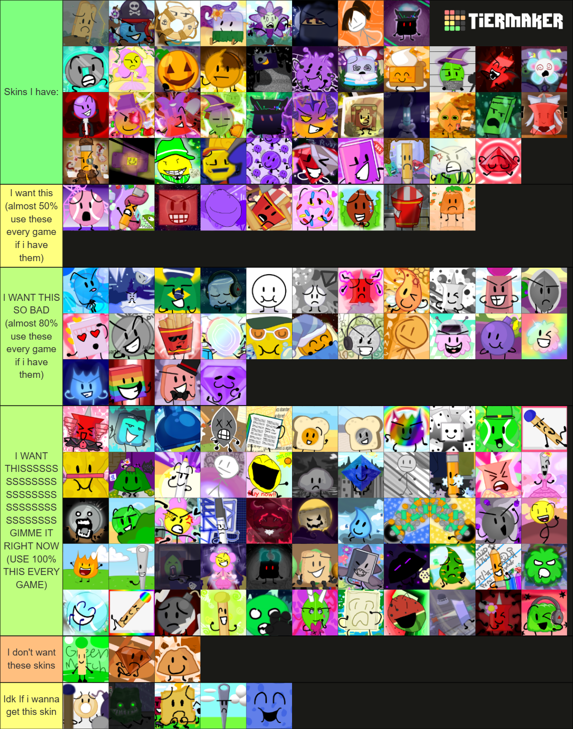 BFDIA Roblox Skins (Custom Icons!) Tier List (Community Rankings ...