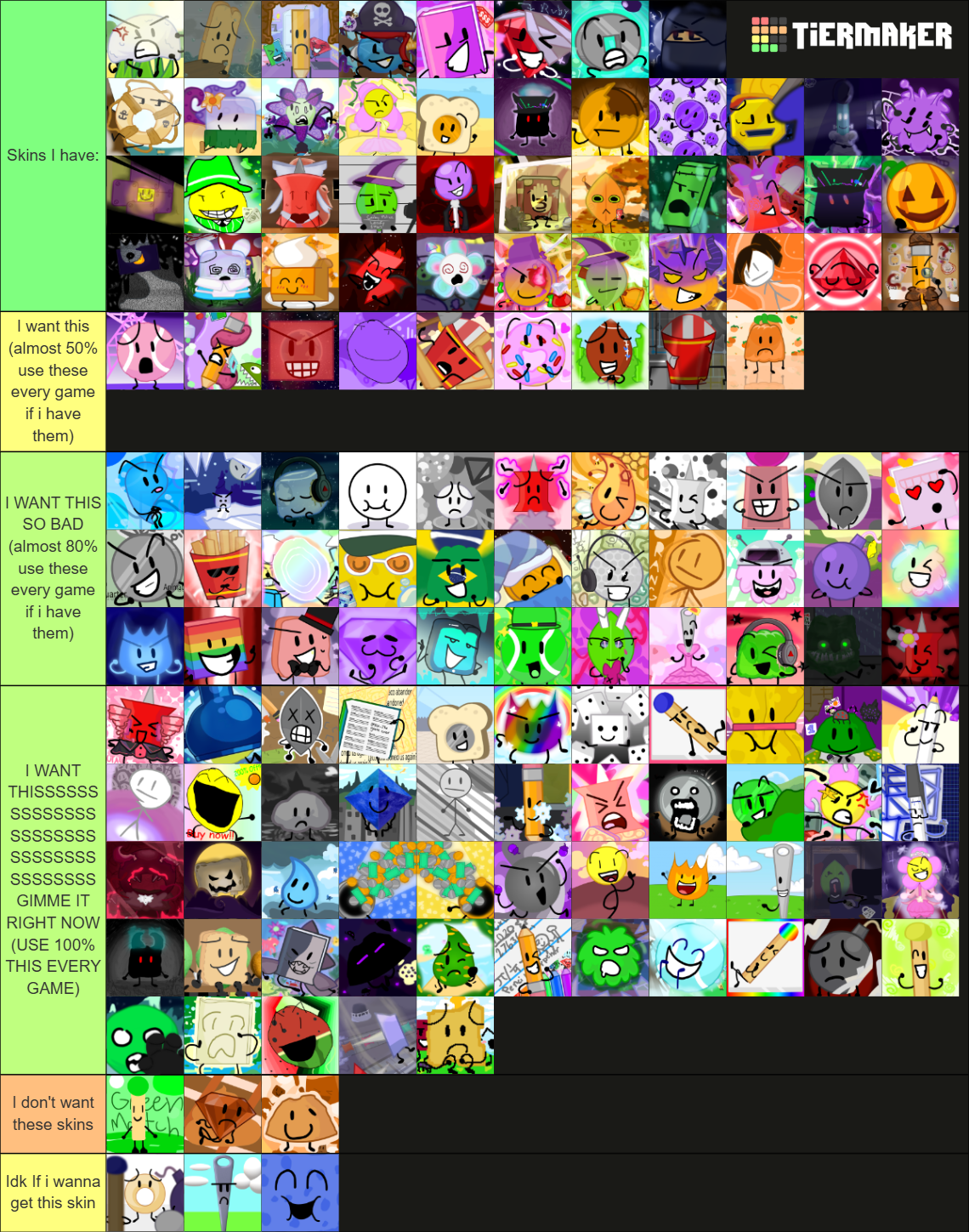 BFDIA Roblox Skins (Custom Icons!) Tier List (Community Rankings ...