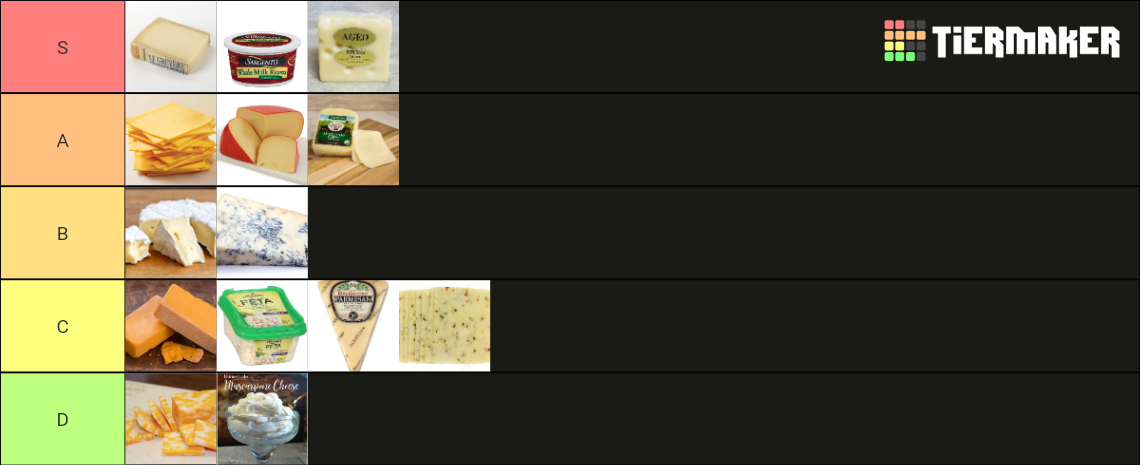 Cheese Tier List (Community Rankings) - TierMaker