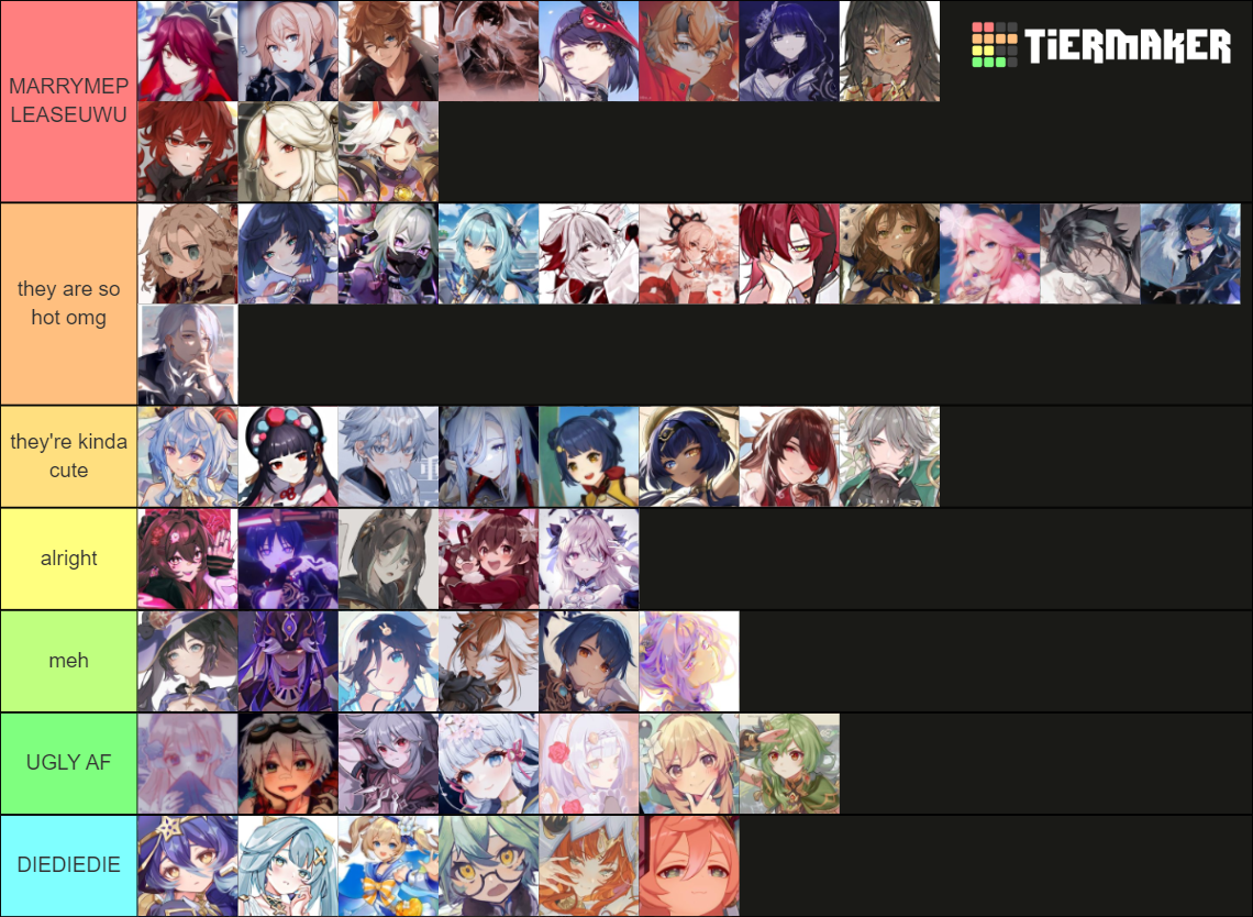 rate genshin characters! (simp addition) (3.4) Tier List (Community ...