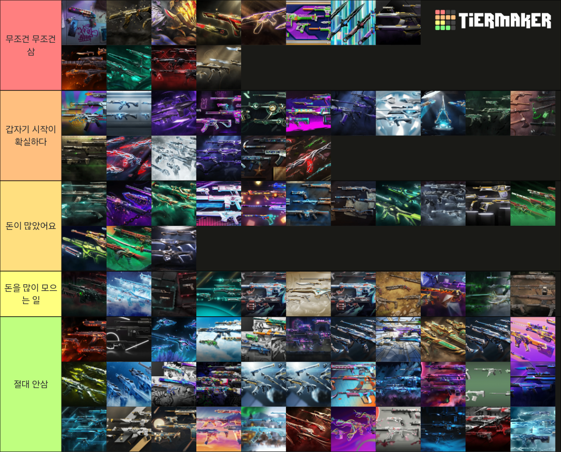 발로란트 모든 스킨 티어 Tier List (Community Rankings) - TierMaker