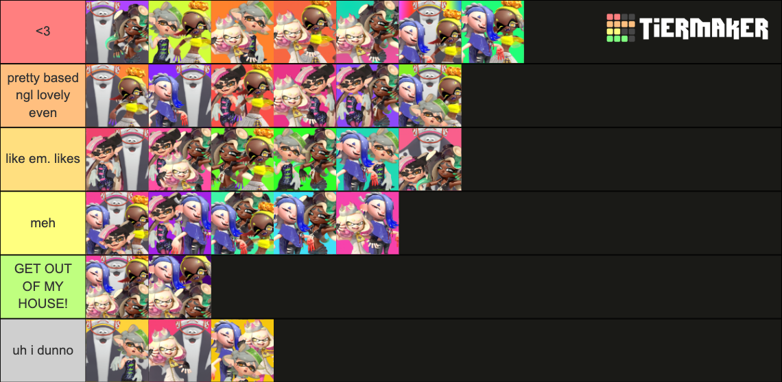 Splatoon Idol ships Tier List (Community Rankings) - TierMaker