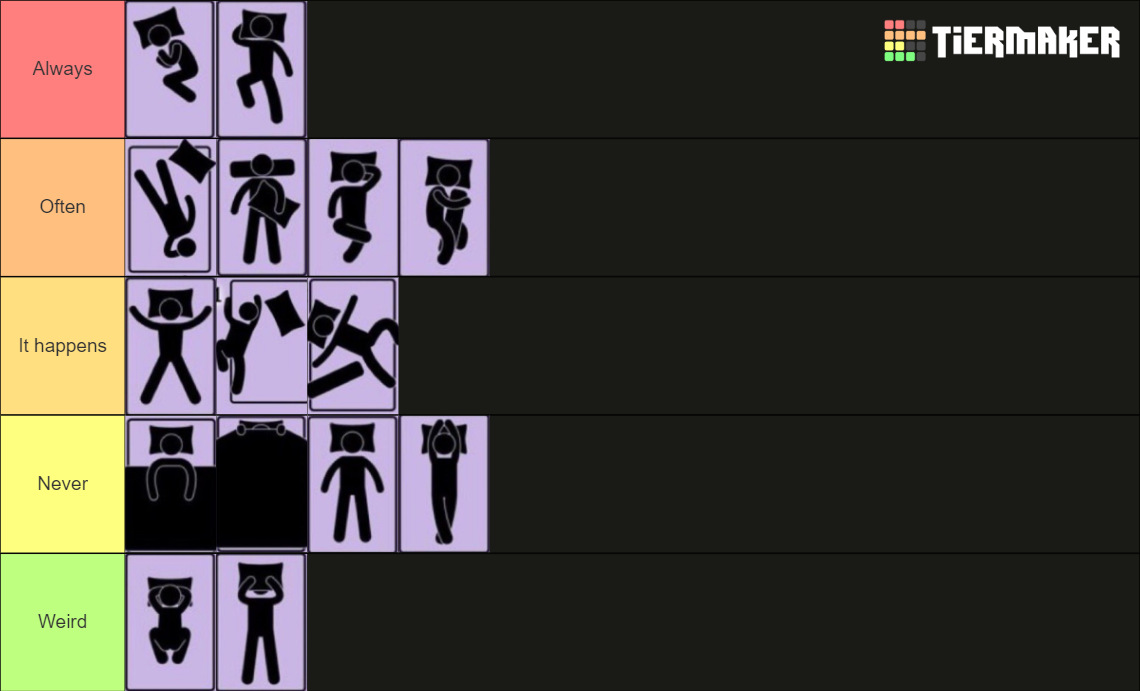 Sleeping positions Rank Tier List (Community Rankings) - TierMaker