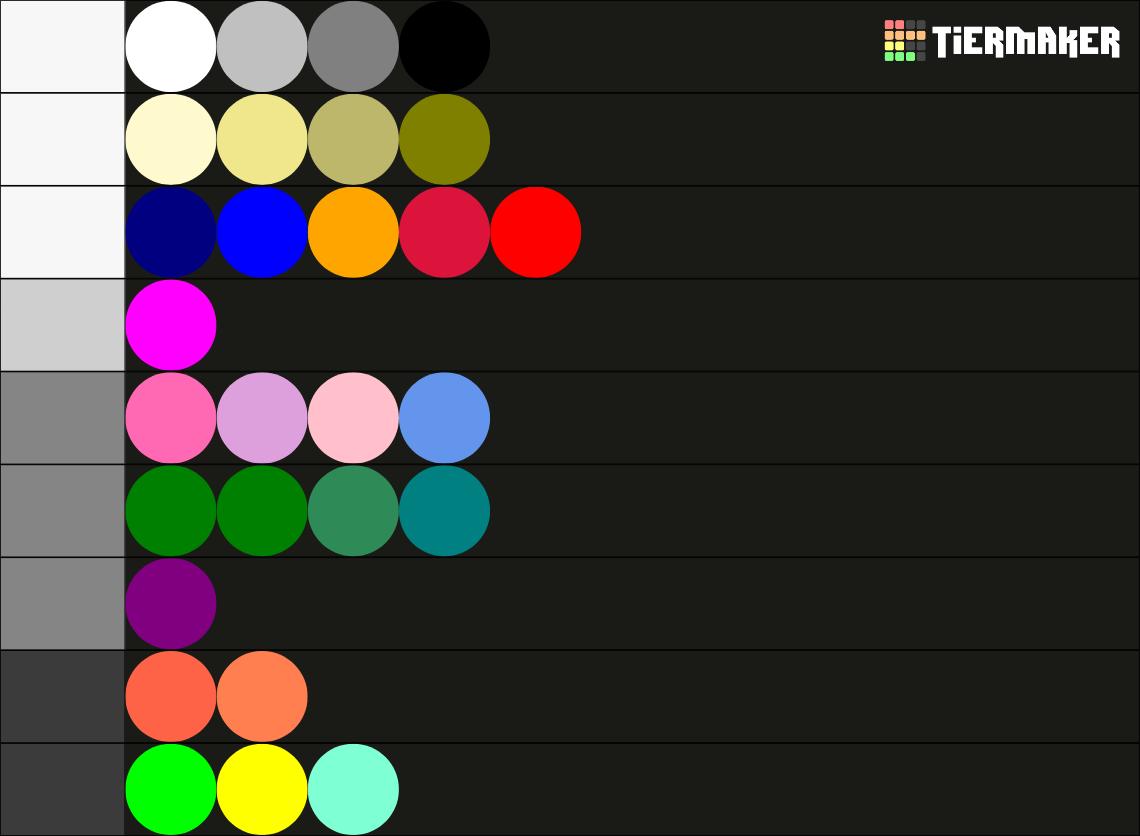 Color Tier List (Community Rankings) - TierMaker