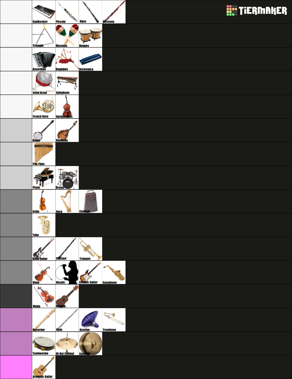 Ultimate Instrument Tier List (Community Rankings) - TierMaker
