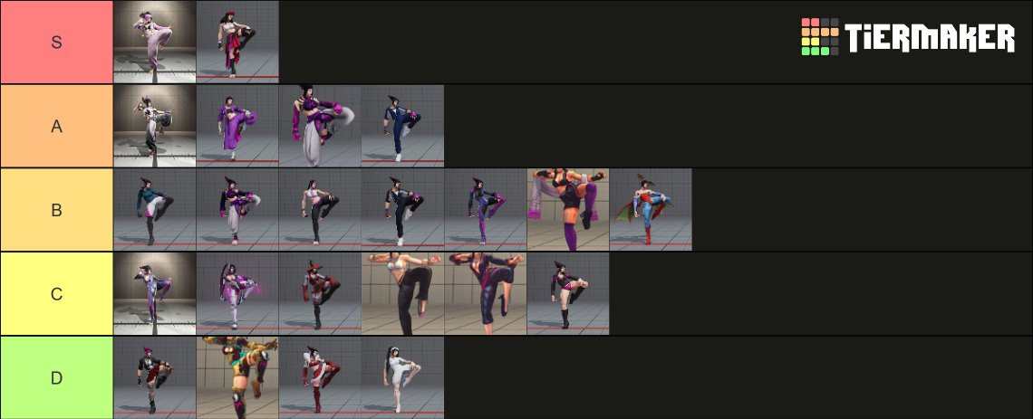 Juri Han Outfits SF4-SF6 Tier List (Community Rankings) - TierMaker