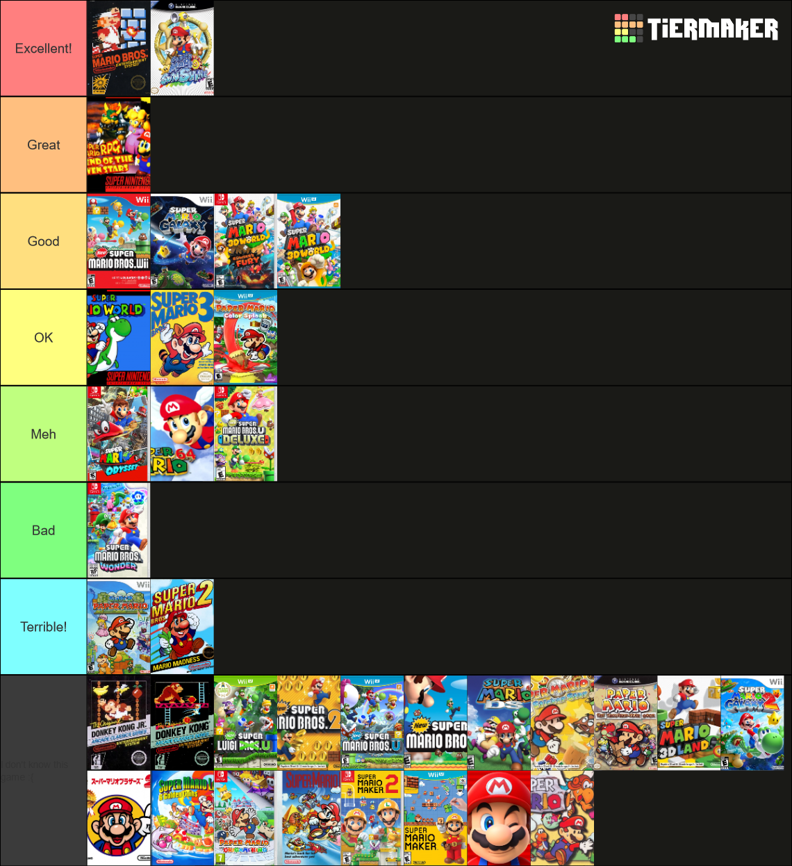 All Super Mario Games. Tier List (Community Rankings) - TierMaker
