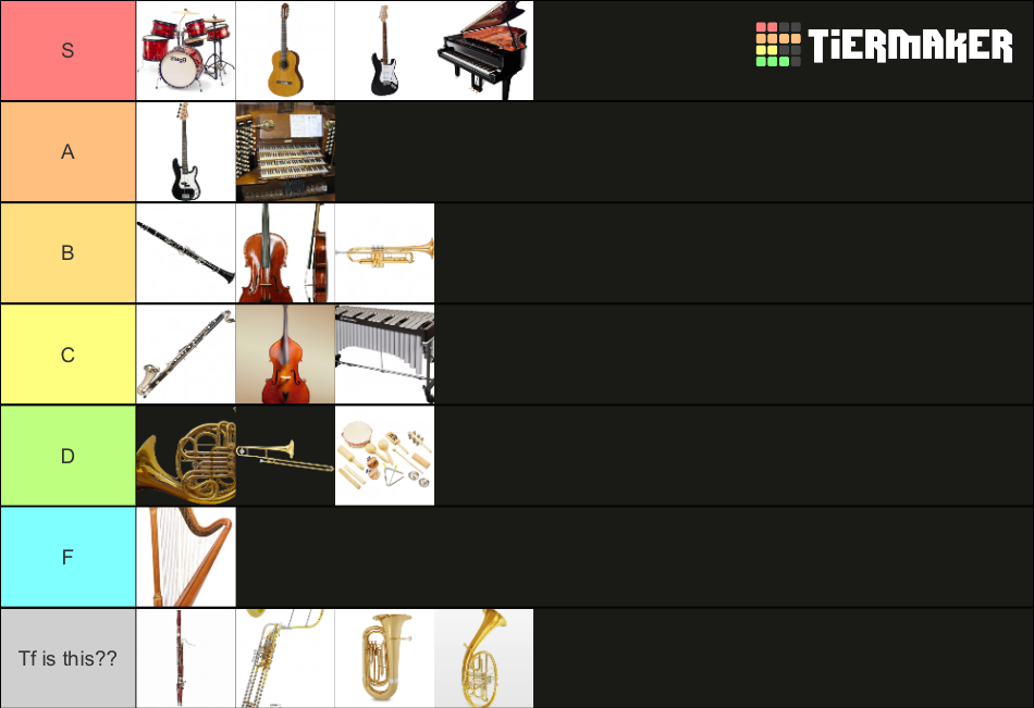 Actual Instruments Tier List (Community Rankings) - TierMaker