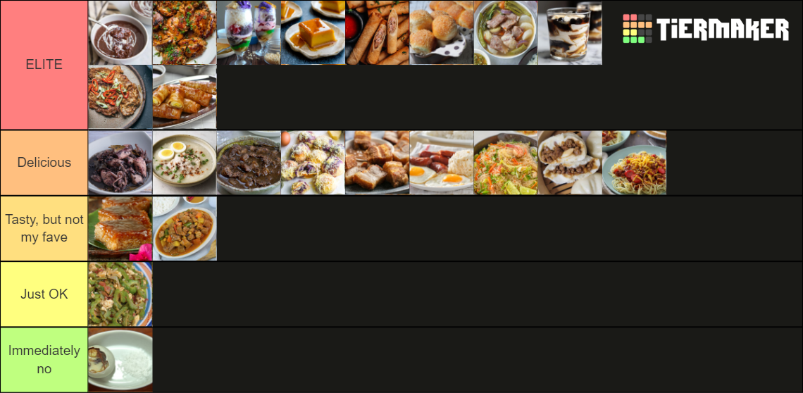 Filipino Foods Ranked (IMO) Tier List (Community Rankings) - TierMaker