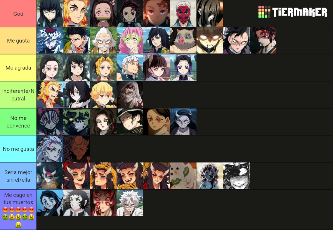 Demon Slayer/Kimetsu no Yaiba Tierlist Tier List (Community Rankings) - TierMaker