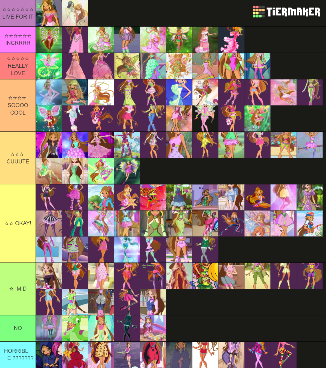 Winx Club All Flora Outfits Tier List (Community Rankings) - TierMaker