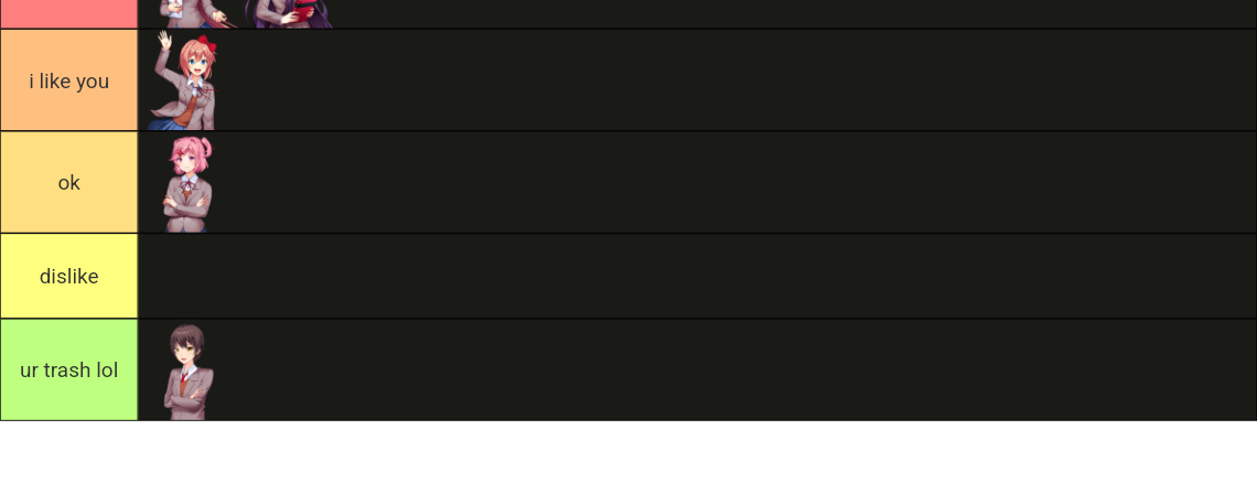 ddlc characters Tier List (Community Rankings) - TierMaker