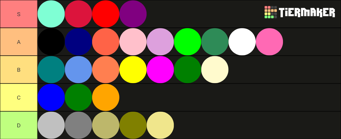 Color Tier List (Community Rankings) - TierMaker