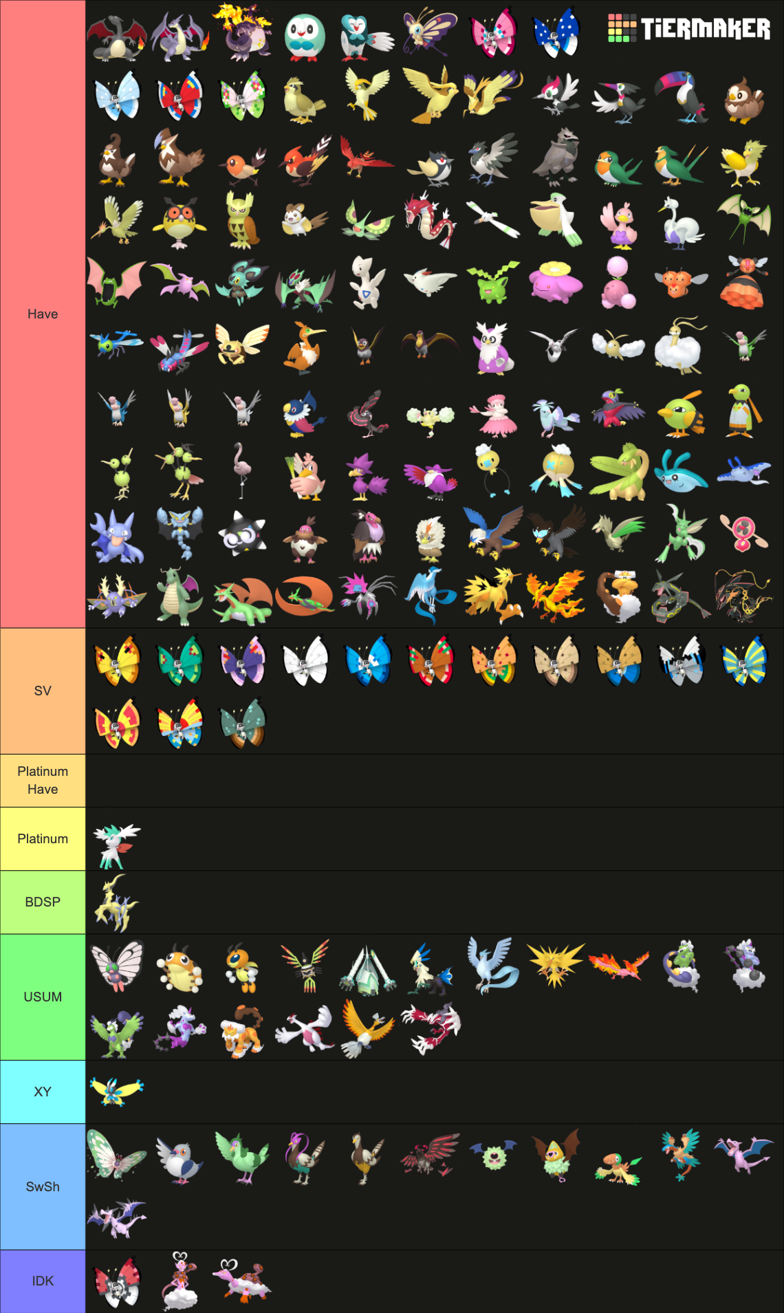 All Shiny Flying Type Pokemon (Gen 1-Gen 9, May 2023) Tier List ...