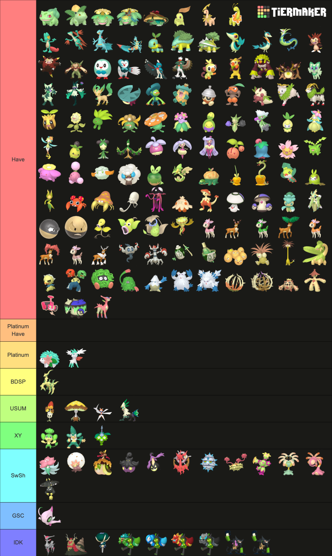 All Shiny Grass Type Pokemon (Gen 1-Gen 9, January 2024) Tier List ...