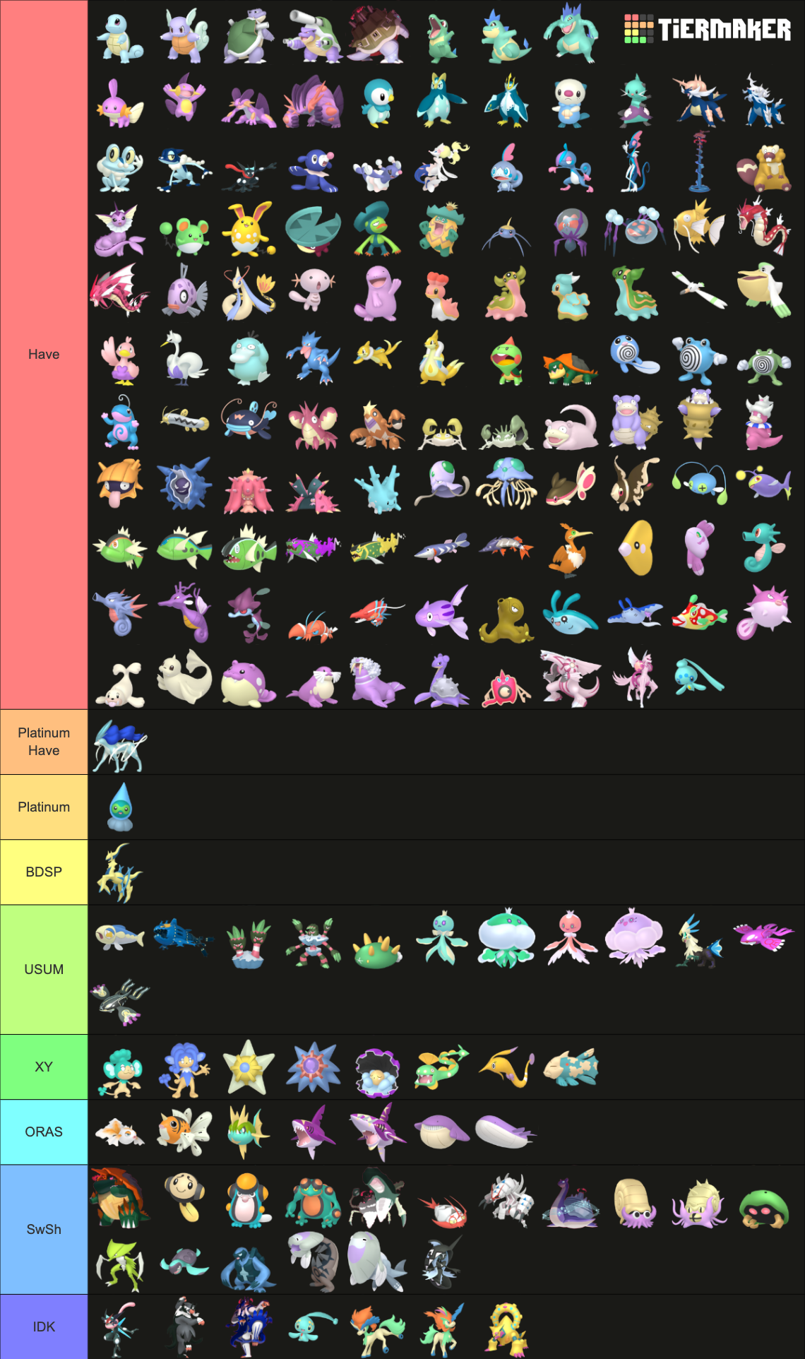 All Shiny Water Type Pokemon (Gen 1-Gen 9, May 2023) Tier List ...