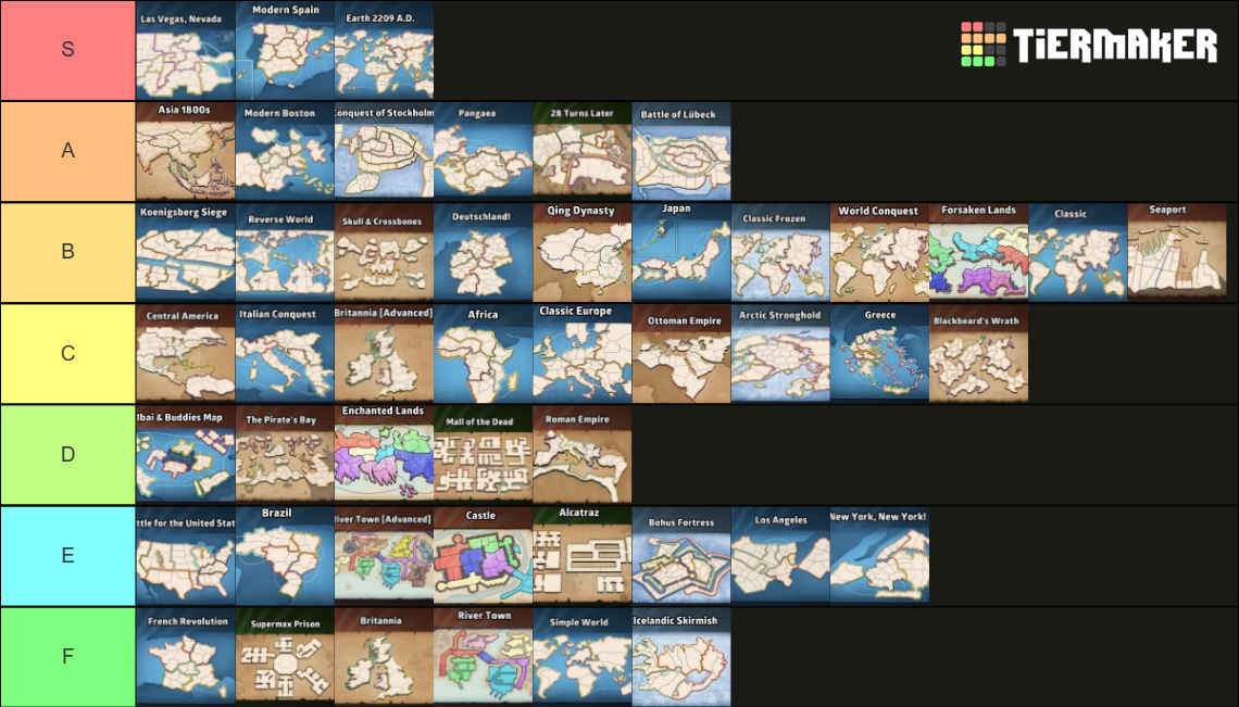 Risk FFA Progressive Maps Tier List (Community Rankings) - TierMaker