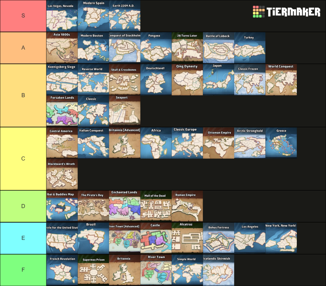 Risk FFA Progressive Maps Tier List (Community Rankings) - TierMaker