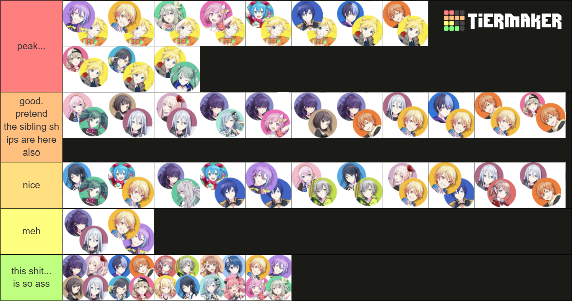 Project Sekai Shipping Tierlist (includes all sekai loids) Tier List ...