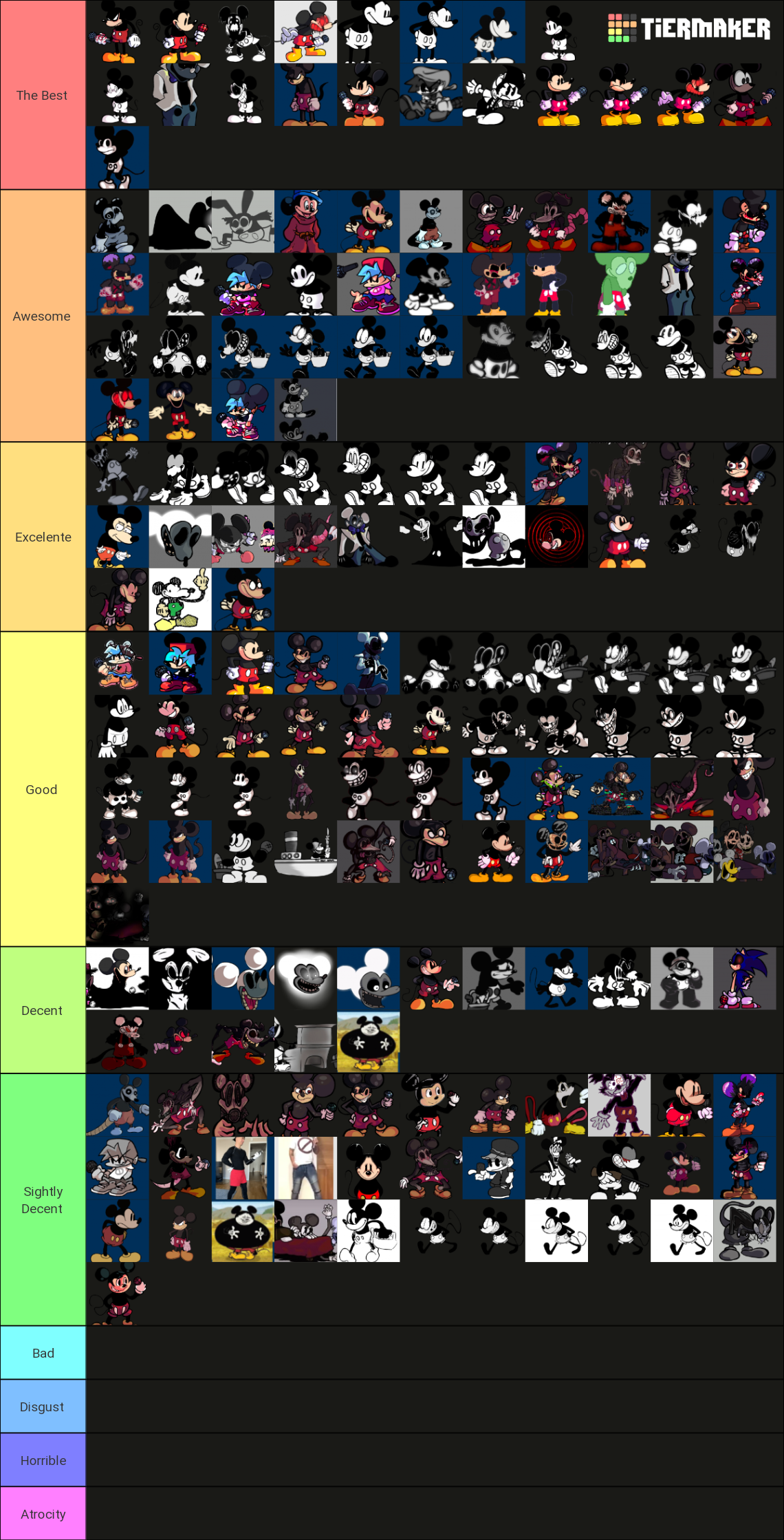 FNF Vs. Mouse ALL CHARACTER DESIGNS (177 CHARACTERS) Tier List ...